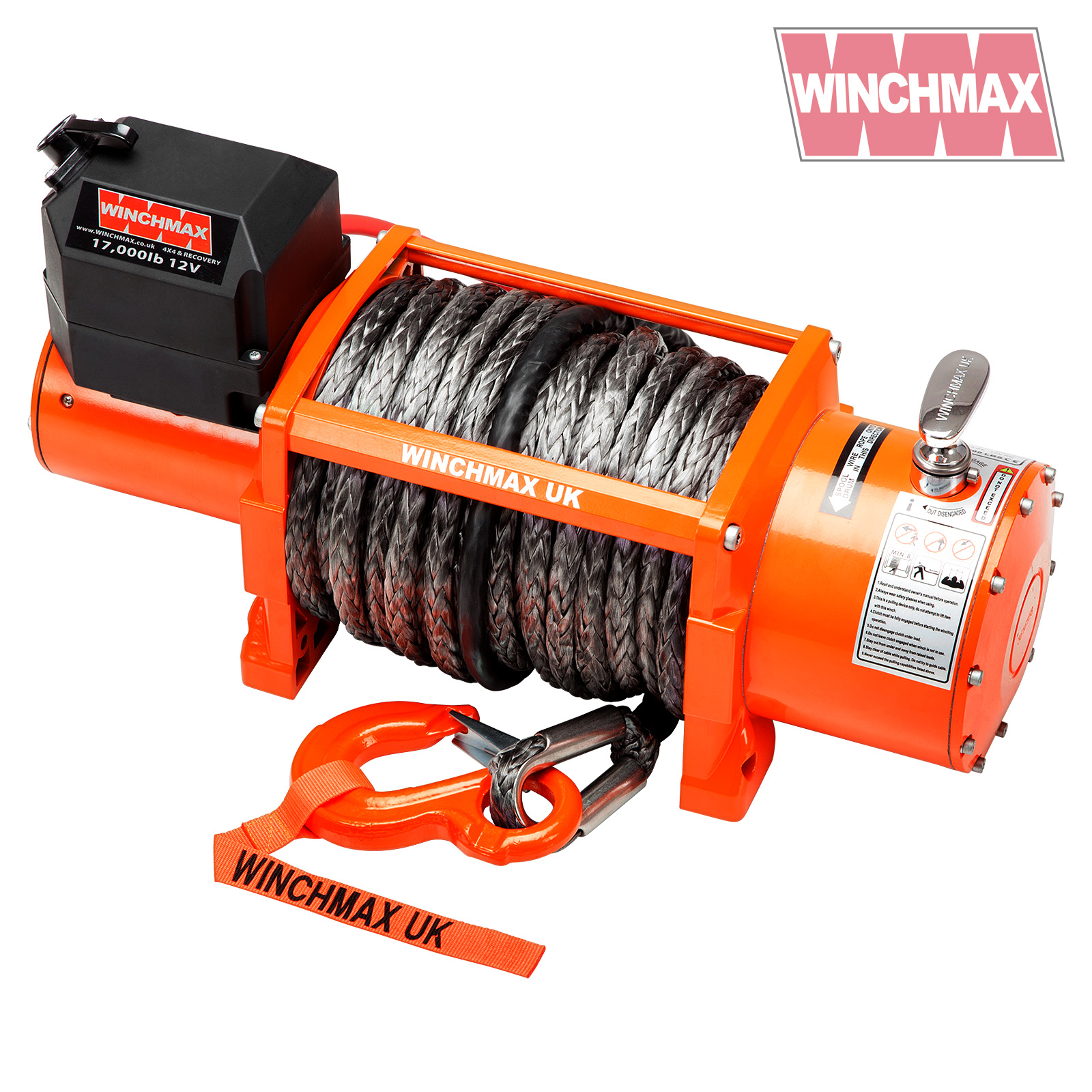 WINCHMAX original orange 12v electric winch 17,000lbs (7,711kg) with ...