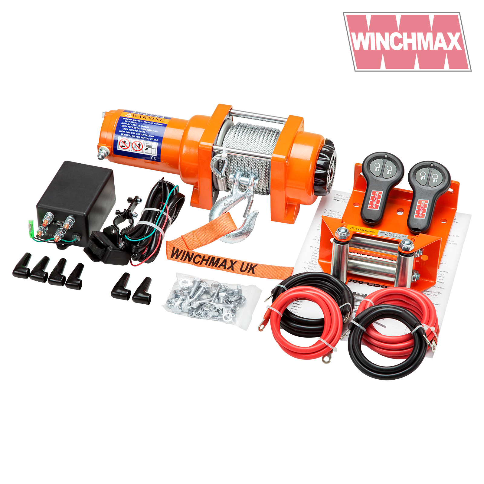 WINCHMAX Original Orange 12v Electric Winch 3,000lb. Wireless Remote