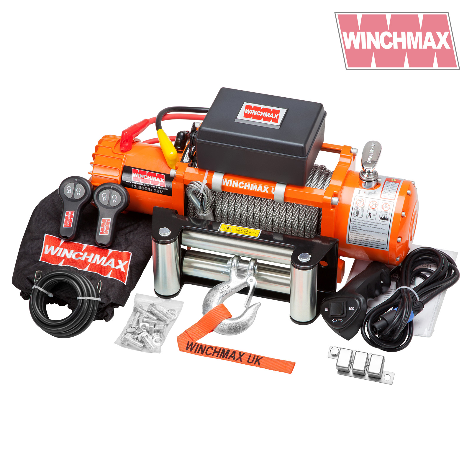 WINCHMAX SL Original Orange 12v Electric Winch 13,500lb. Wireless Remote.