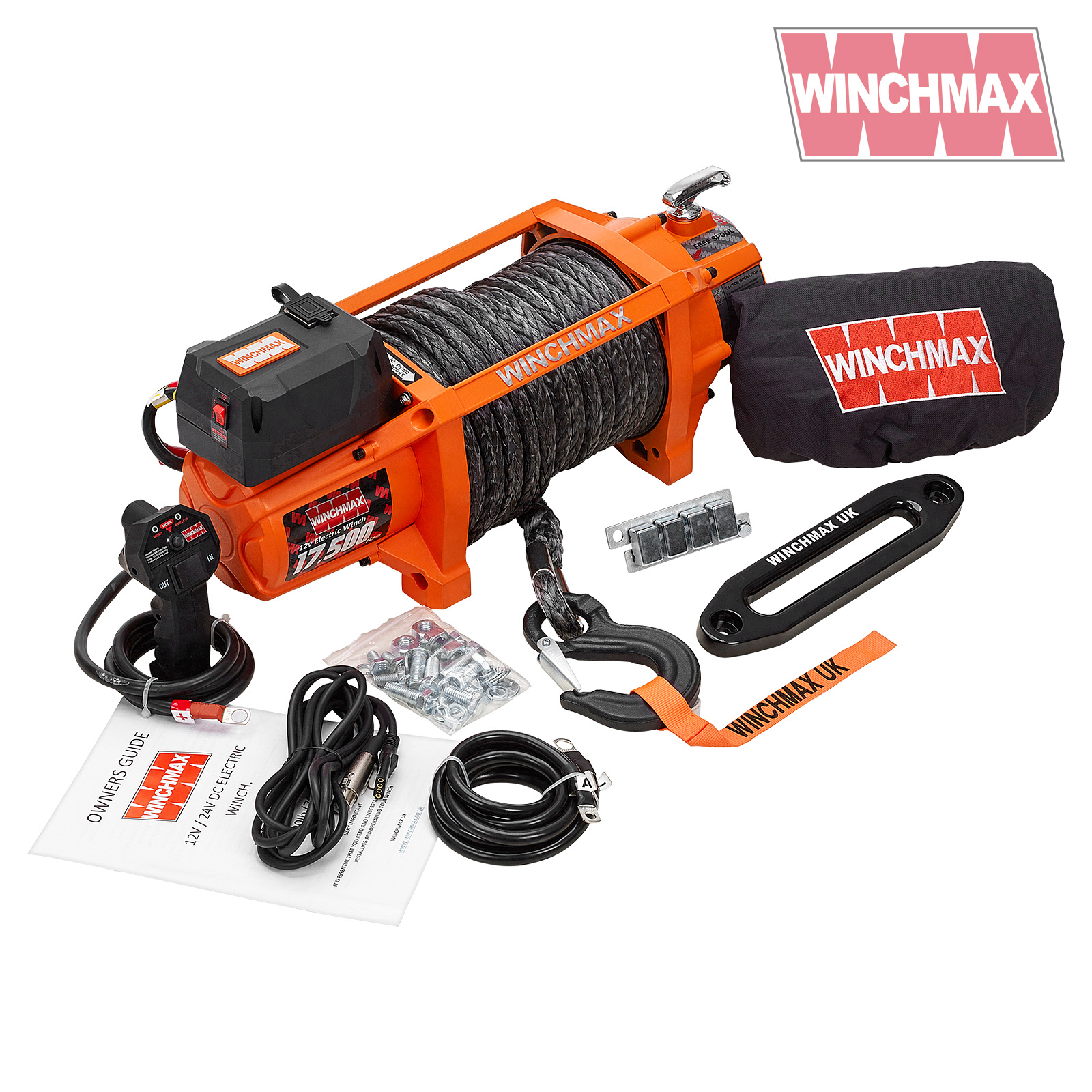 WINCHMAX original orange 12v electric winch. 17,500lbs (7,938kg) SL ...