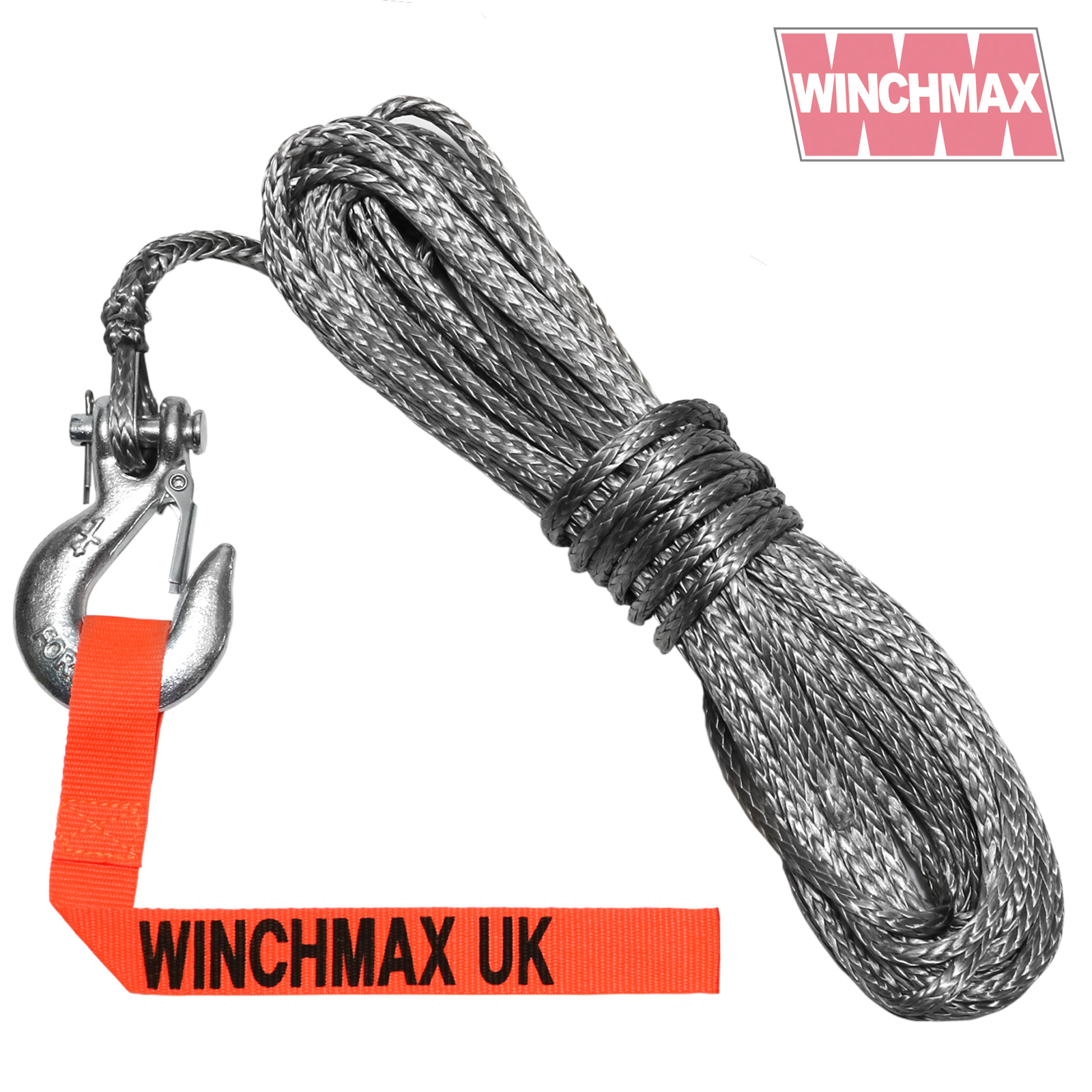 Dyneema Synthetic Winch Rope 15m x 5mm with ¼" Clevis Hook